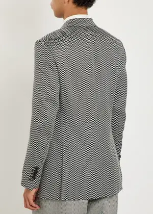 TOM FORD Double-breasted Herringbone Silk Blazer