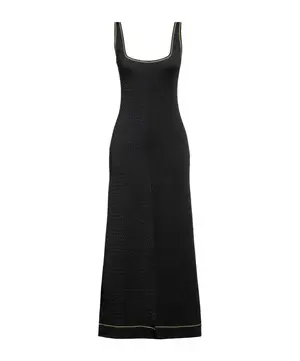 GANNI Fitted Embroidered Round Neck Sleeveless Maxi Dress