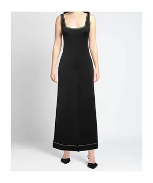 GANNI Fitted Embroidered Round Neck Sleeveless Maxi Dress