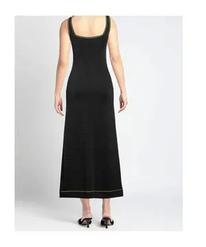 GANNI Fitted Embroidered Round Neck Sleeveless Maxi Dress