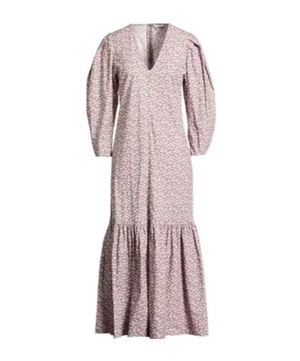 GANNI Floral Print V-neck Long Sleeve Maxi Dress - Pink