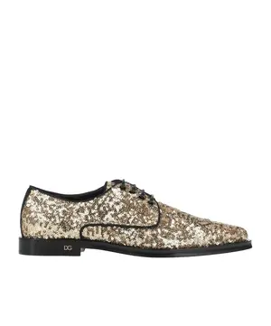 Dolce & Gabbana Pointed-toe Sequined Lace-up Flats