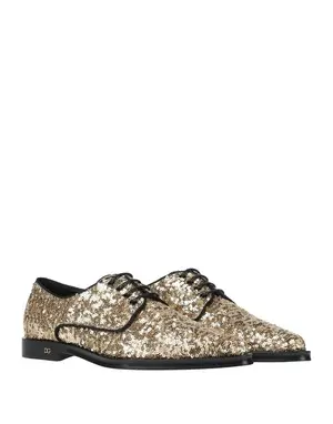 Dolce & Gabbana Pointed-toe Sequined Lace-up Flats