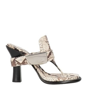 Burberry Snakeskin-print Leather Thong Sandals With Block Heel - Nude