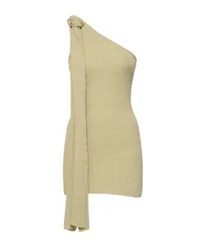 AYA MUSE One-shoulder Draped Knitted Dress - Nude