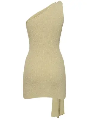 AYA MUSE One-shoulder Draped Knitted Dress - Nude