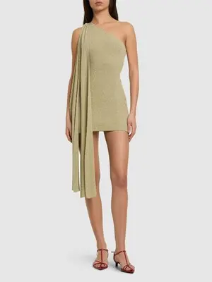 AYA MUSE One-shoulder Draped Knitted Dress - Nude