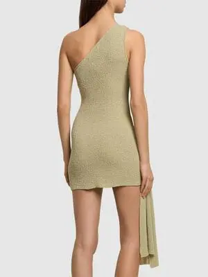 AYA MUSE One-shoulder Draped Knitted Dress - Nude