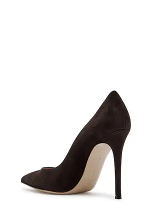 GIANVITO ROSSI Suede Pointed Toe High Heel Pumps - Black