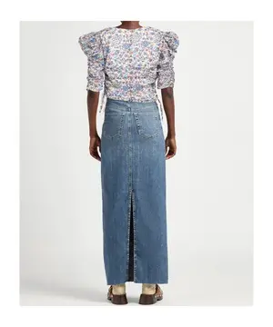 Isabel Marant Étoile Floral Print Sweetheart Neckline Cropped Top - White
