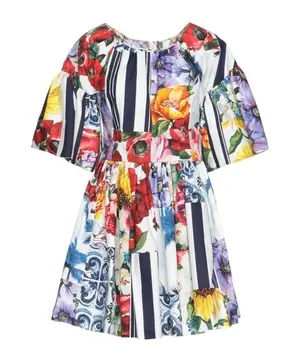 Dolce & Gabbana Floral Short Sleeve Dress - Multicolor