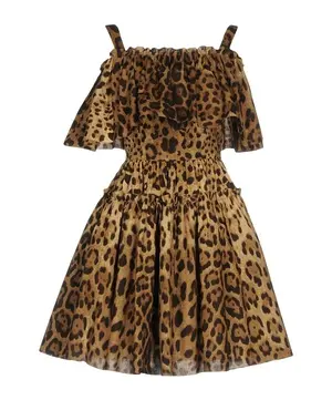 Dolce & Gabbana Leopard Print Short Sleeve Dress
