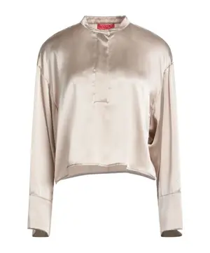 MAXCO. Max&co. Long Sleeve Top With Stand Collar - White
