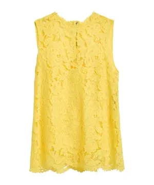 Dolce & Gabbana Solid Sleeveless Lace Top - Yellow