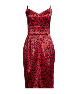 Dolce & Gabbana Leopard Print Sling Bodycon Dress - Red