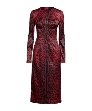 Dolce & Gabbana Leopard Print Fitted Dress - Red