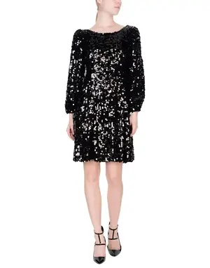 Dolce & Gabbana Sequin Mesh Long-sleeve Dress
