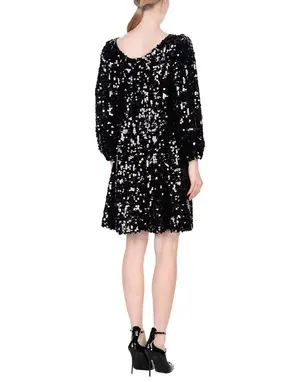 Dolce & Gabbana Sequin Mesh Long-sleeve Dress
