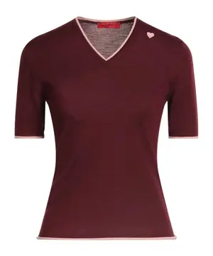 MAXCO. Max&co. Short Sleeve V-neck Sweater - Red