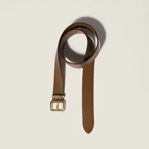 Miu Miu Nappa Leather Belt With Metal Buckle - Oak