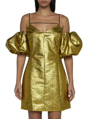 Stine Goya Metallic Bubble Sleeve Dress