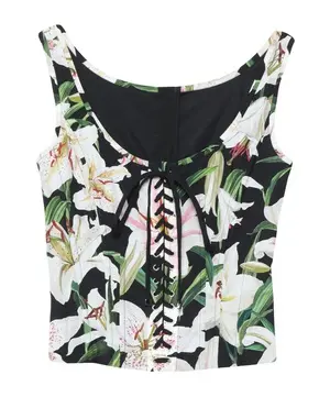 Dolce & Gabbana Floral Sleeveless Corset Top - White