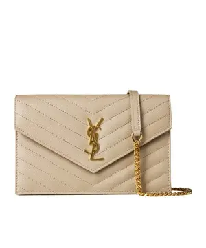 Saint Laurent Monogram Logo Shoulder Bag - Nude