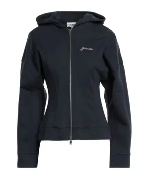 GANNI Embroidered Logo Zip-up Hoodie - Black