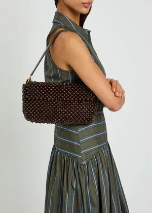 Staud Timmy Beaded Shoulder Bag - Black