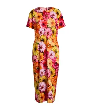 Dolce & Gabbana Floral Print Crewneck Midi Dress