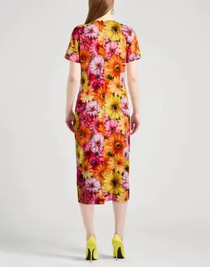 Dolce & Gabbana Floral Print Crewneck Midi Dress