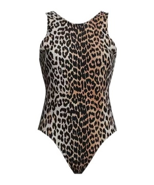 GANNI Leopard-print One-piece Swimsuit - Black