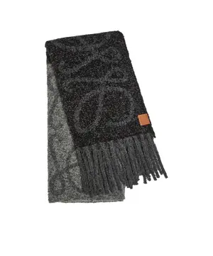 Loewe Anagram Fringed Alpaca-blend Scarf - Black