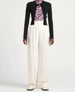 GANNI Ribbed Knit Cardigan With Tie Detail