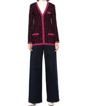 Saint Laurent V-neck Long Sleeve Cardigan With Button Placket And Pockets