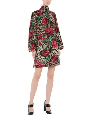 Dolce & Gabbana Leopard And Rose Print Long Sleeve Dress