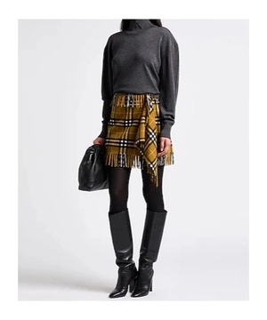 Burberry Plaid Skirt With Fringe Trim