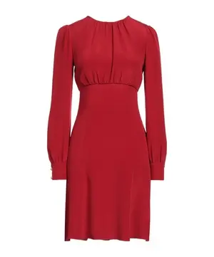 Dolce & Gabbana Minimalist Satin Long Sleeve Dress - Red