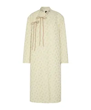 Simone Rocha Embellished Floral-jacquard Cotton-blend Coat - Nude