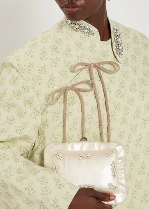 Simone Rocha Embellished Floral-jacquard Cotton-blend Coat