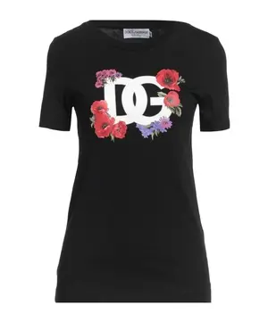 Dolce & Gabbana Solid Color Printed T-shirt - Black