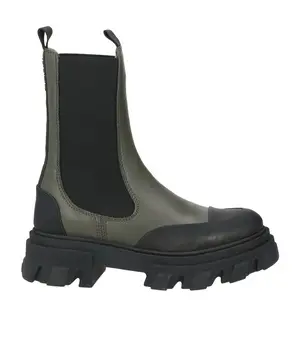 GANNI Thick-soled Color-blocked Leather Boots - Black