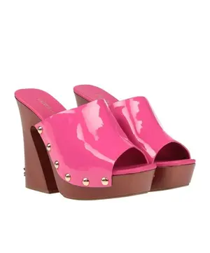 Dolce & Gabbana Patent Leather Platform Clogs With Studs