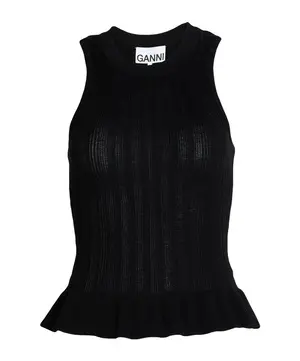 GANNI Knitted Crew Neck Vest - Black