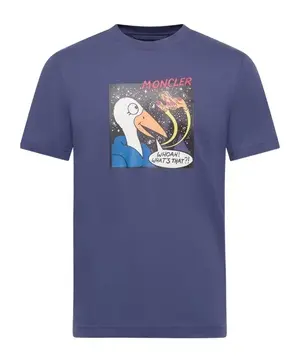 Moncler Space Monduck Cotton T-shirt - Blue