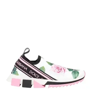 Dolce & Gabbana Floral Print Sock Sneakers - White