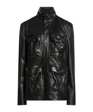DIESEL® Minimalist Solid Color Leather Jacket - Black