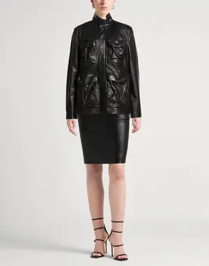 DIESEL® Minimalist Solid Color Leather Jacket