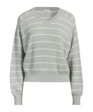 Brunello Cucinelli Striped V-neck Long Sleeve Sweater