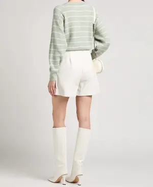 Brunello Cucinelli Striped V-neck Long Sleeve Sweater
